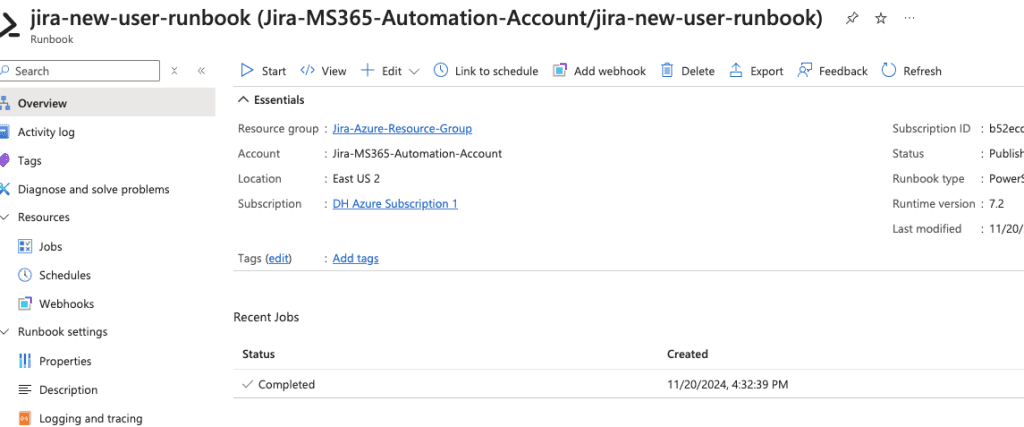 Jira Cloud Create Ms365 Users With Automation And Azure Runbooks Dave Herrell